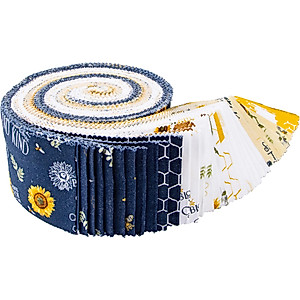 Honey Bees and Flowers Please Rolie Polie 40 2.5-inch Strips Riley Blake RP-15130-40