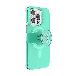 PopSockets: iPhone 13 Pro Case with Phone Grip and Slide Compatible with MagSafe, Phone Case for iPhone 13 Pro, Wireless Charging Compatible- Clear Spearmint