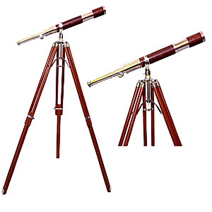Marine Standard High Magnification Tube Telescope Handmade Antique Tripod Telescope Single Barrel Spyglass Nautical Decorative