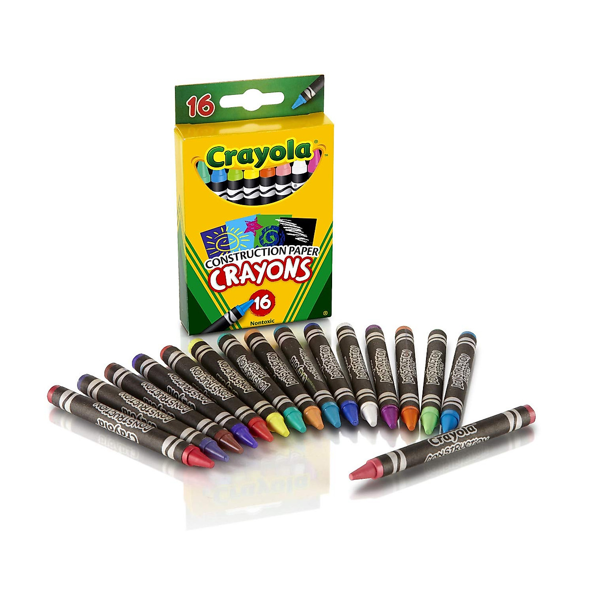 Crayola Construction Paper Crayons (16ct), Kids Crayons, Long-Lasting, Non-Toxic, Vibrant Colors for Kids Arts and Crafts, Ages 3+