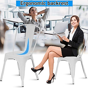 Metal Dining Chairs Indoor-Outdoor Stackable Chic Restaurant Side Bistro Chair Set of 2, 18 Inch Seat Height, 330LBS Weight Capacity Cafe Tolix Kitchen Farmhouse Pub Trattoria Industrial Bar Chairs