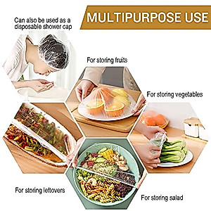 200PCS Plastic Elastic Bowl Covers Reusable, Plastic Food Covers with Elastic Food Storage Covers Bowl Covers for Leftover, Plastic Covers for Bowls for Family Outdoor Picnic Easter