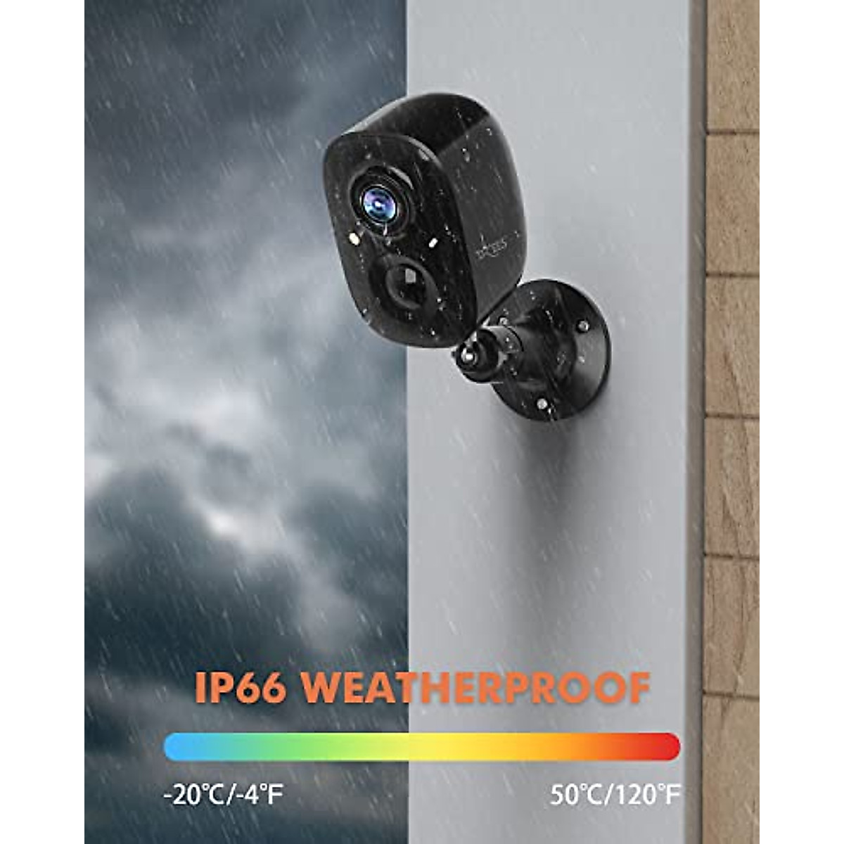 Dzees Security Camera Outdoor Wireless - Battery Powered WiFi Outdoor Camera Wireless, Spotlight, Siren, AI Dectection, Color Night Vision, IP66 Waterproof Cloud/SD-Black