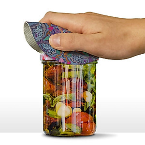 Purple Floral Mosaic Pattern Round Rubber Non-Slip Jar Gripper Lid Opener