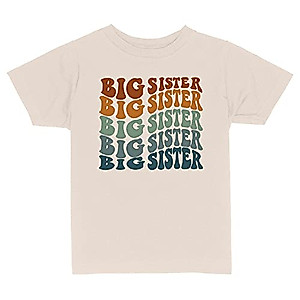 Repeating Big Sister Toddler Kids T-Shirt 2T Natural