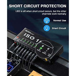 Mosky Guitar Pedal Power Supply 10 Isolated DC Output, 9V 12V 18V 300mA 500mA Effect Pedal Boards Power Supply with USB Port, Short Circuit Overcurrent Protection