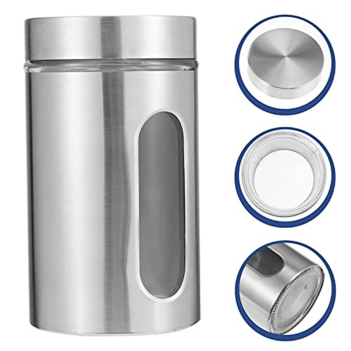 MAGICLULU Visible Kitchen Storage Tank 950ml Stainless Steel Storage Box Dry Food Storage Jar Tea Storage Tank Airtight Canister