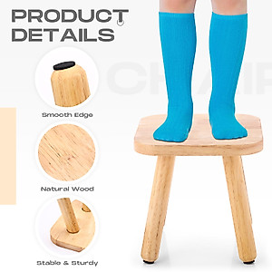 Vercraft 4 Pack Wooden Step Stool, 11 Inch Footstool Wooden Solid Chairs Matched Sensory Table Square Sitting Stool with Assembled Four-Legged for Adults Playroom Bathroom