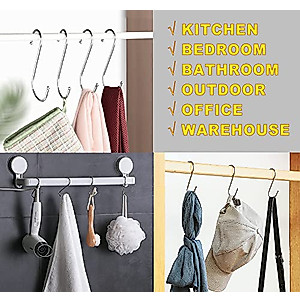 yeavs 40 Pack S Hooks, Round Heavy Duty Stainless Steel Hanging S Shaped Hooks for Home Kitchen Office Bathroom Closet, Silver (40, Medium)
