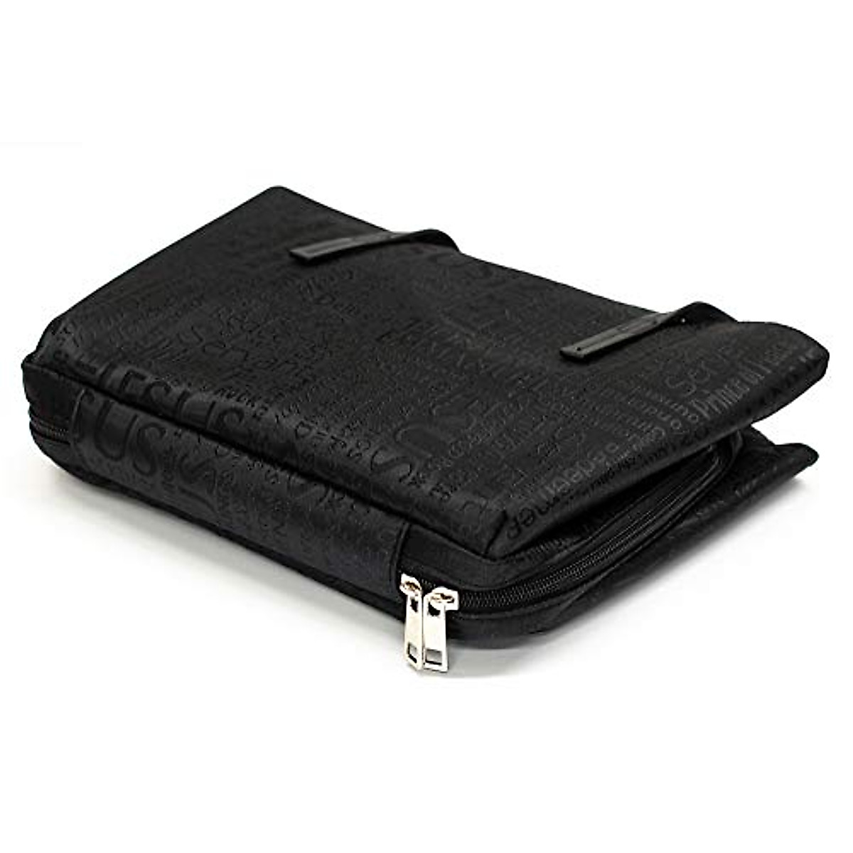 Black Purse Fashion Jacquard Fabric Bible Cover Case with Handle X-Large