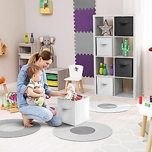 Sorbus Foldable Storage Cubes - 6 Pack, 11 Inch, Black and White, Fabric, Foldable, Storage and Organization, Versatile Use, Collapsible Storage, Lightweight and Durable