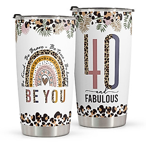 Macorner 40th Birthday Gifts for Women - 40 & Fabulous Tumbler 20oz - 40 Years Old Birthday Gifts Idea for Women - Gifts for Women Besties Friends Sister Coworker Mom Wife Her Turning 40