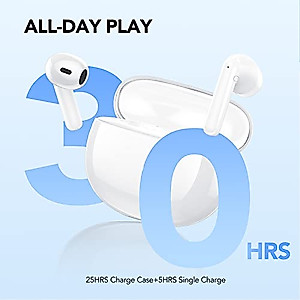 IKG Bluetooth Earbuds, Bluetooth Headphones with Microphone, 30H Playtime, Wireless Earbuds with Transparent Charging Case, Deep Bass, IPX7 Waterproof Earphones, Ear Buds for Work