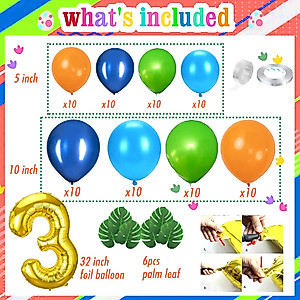 Three Rex Birthday Party Decorations Boy, Dinosaur 3rd Birthday Party Decorations Supplies,3 Rex Birthday Party with 3 Rex Birthday Backdrop Dinosaur Balloons Kit for 3rd Birthday Decorations for Boys