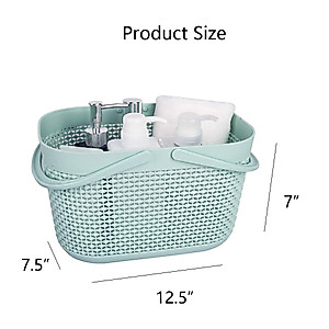 UUJOLY Plastic Organizer Storage Baskets with Handles, Shower Caddy Bins Organizer for Bathroom and kitchen (Blue)