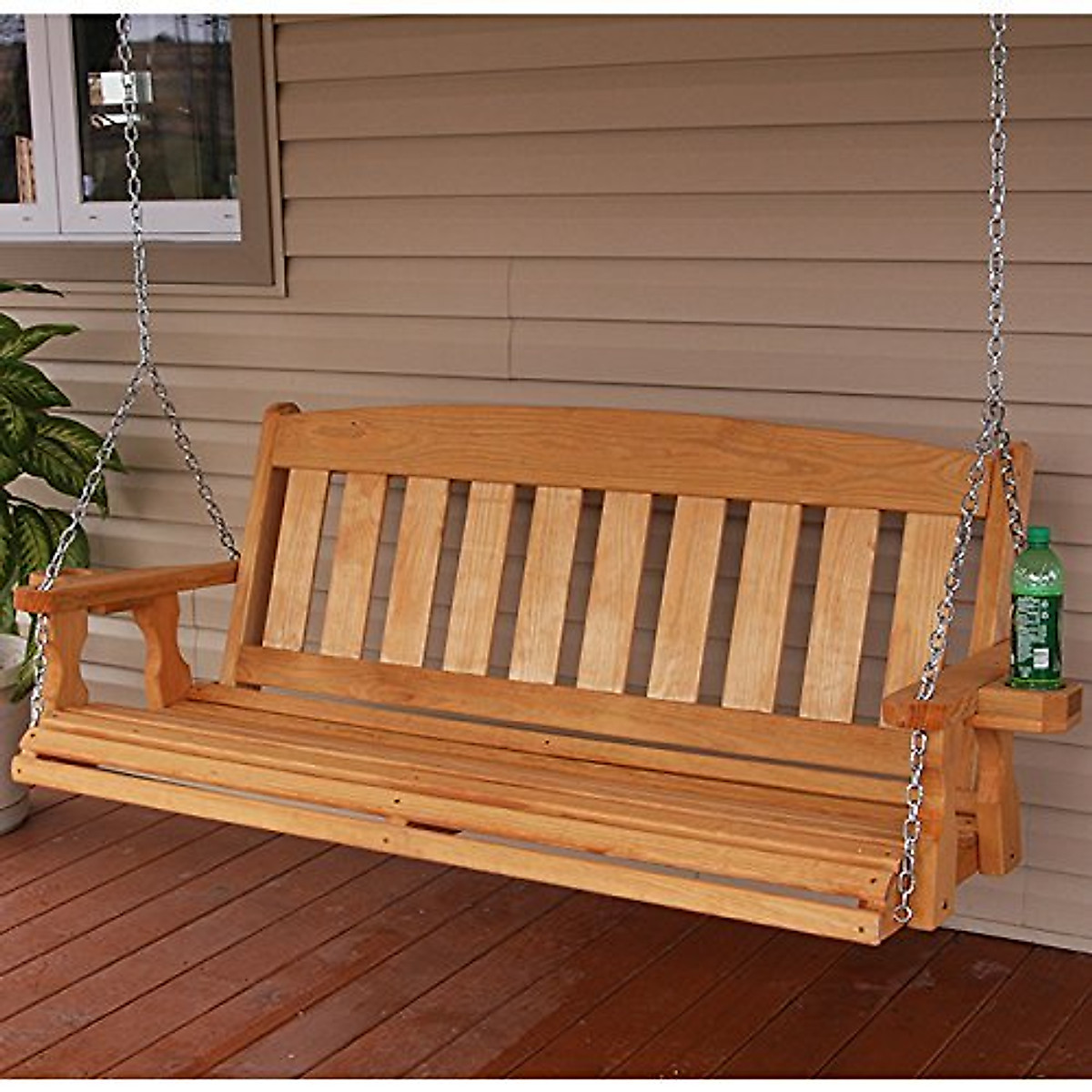 Amish Casual Heavy Duty 800 Lb Mission 5ft. Treated Porch Swing with Cupholders - Cedar Stain