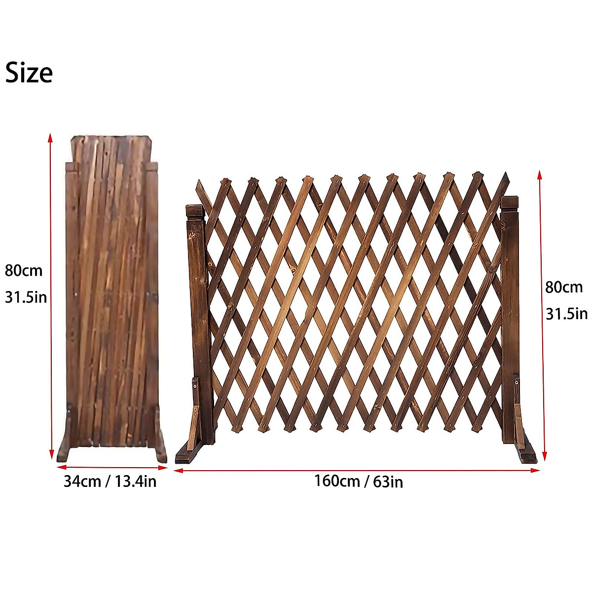 Expandable Wooden Fence, Freestanding Wood Garden Trellis Fencing, Fence Panel Partition Decorative, for Indoor Outdoor Garden Courtyard (Color : Natural, Size : 80x160cm)