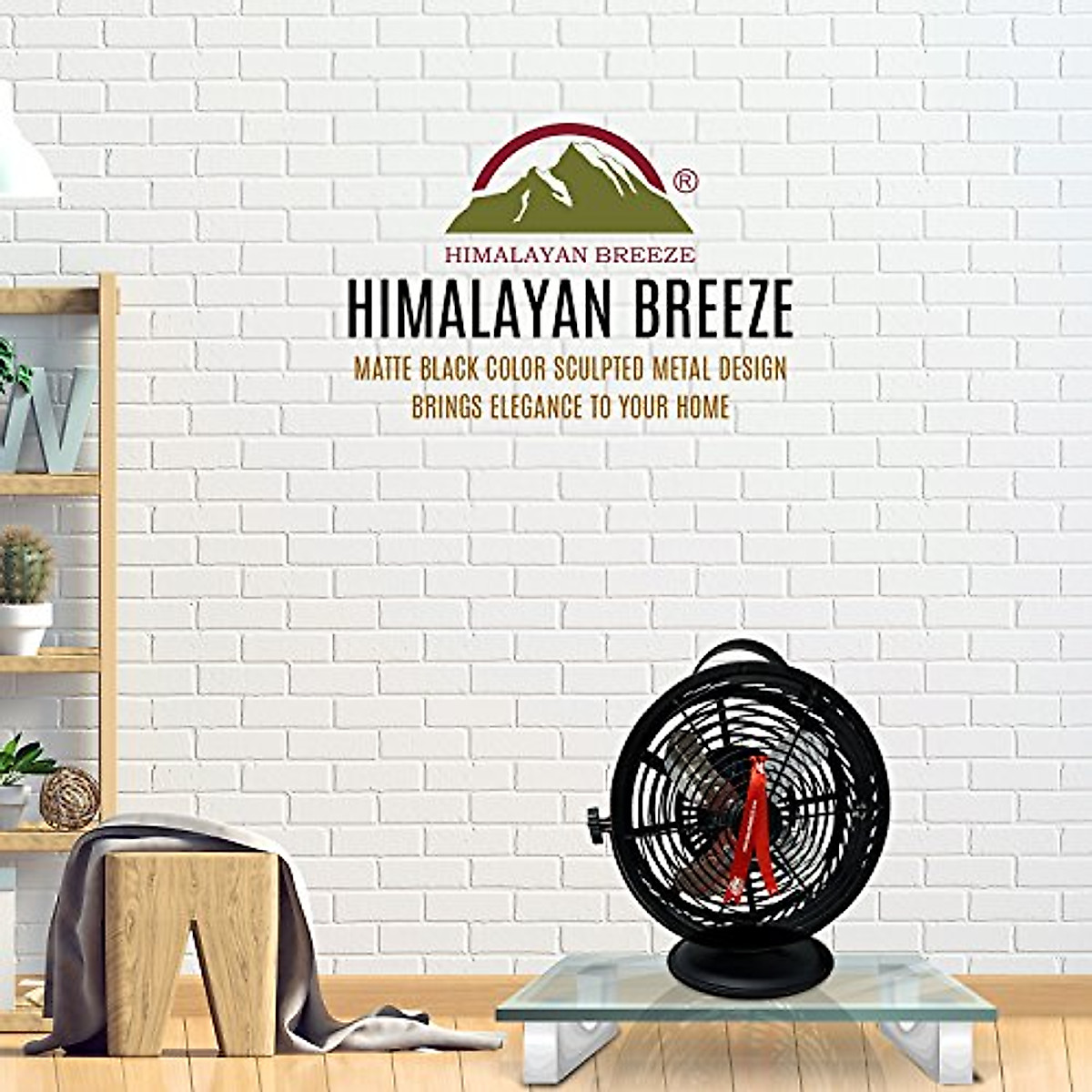 Himalayan Breeze HBM-7015A24 Matte Black, Portable Fan, Adds and Unique Ambiance to Any Room by WBM