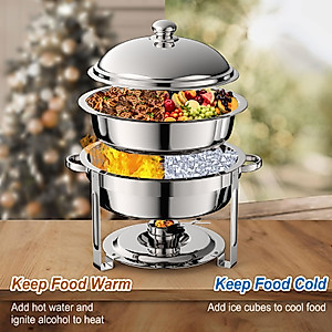 4 Pack Round Chafing Dish Buffet Set,Stainless Steel 8QT Round Buffet Servers and Warmers, Thick Stand Frame Catering Chafe with Mirror Covers,Food Warmer for Party, Weddings,Picnic