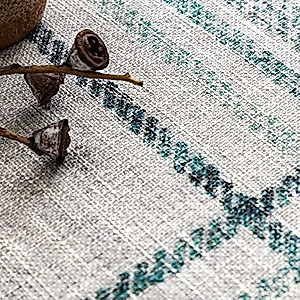 DECOMALL NELE Washable Area Rugs, Modern Lattice Non-Slip Carpet for Bedroom Living Room Sofa Dining Room, Blue 5’x7’