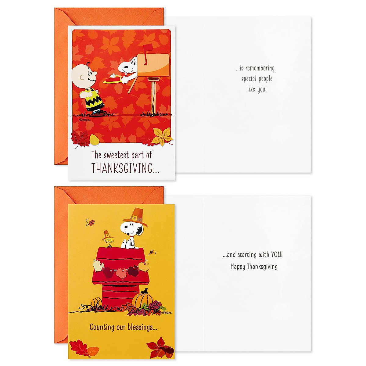 Hallmark Peanuts Thanksgiving Cards Assortment, Snoopy and Friends (16 Assorted Cards with Envelopes)