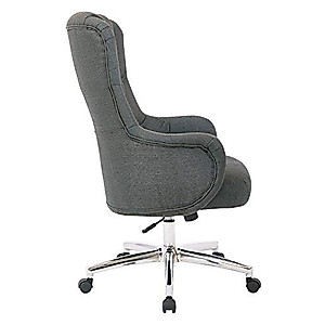 OSP Home Furnishings Ariel Tufted High Back Desk Chair with Wraparound Arms and Chrome Base, Klein Charcoal