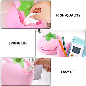 Cute trash bin Strawberry Desk Trash Can Small Plastic Storage Baskets Counter Top Garbage Can Kawaii Trash Bin Pen Holder Desk Organizer with Swing Lid for Home Car rubbish bin Pink small trash bin
