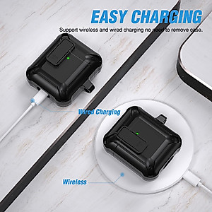 Valkit for Airpods Case Cover for Men with Lock, Military Armor Series Full-Body Air Pod Case with Keychain Cool Apple AirPods Shockproof Protective Case for AirPod 2 & 1