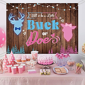 Wood Lights Deer Buck or Doe Gender Reveal Background Will it Be a Little Buck or Does 7x5ft Photography Background Props Winter Xmas Photo Booth Prop Deer Baby Shower Backdrops Party Decoration