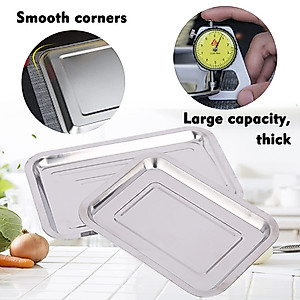 Tattoo Stainless Steel Tray - Rayyl 2 Pack Stainless Steel Tattoo Trays 13.5'' X 10'' Piercing Instrument Tray Tool Flat for Tattoo Kits Tattoo Supplies (2pcs)