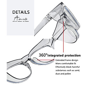 AIMADE Safety Glasses Goggles Anti Fog Stylish Protective Goggles Eyewear Blue Light Blocking Glasses for Men/Women (Clear grey)