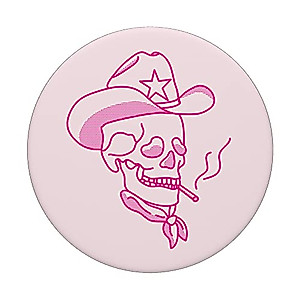 Hot Pink Western Cowboy Hat Skull Smoking PopSockets Swappable PopGrip