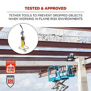 Ergodyne Squids 3121 Burn + Cut Resistant Aramid Tool Lanyard with Stainless Steel Carabiners, Tool Weight Capacity 10lbs , Yellow