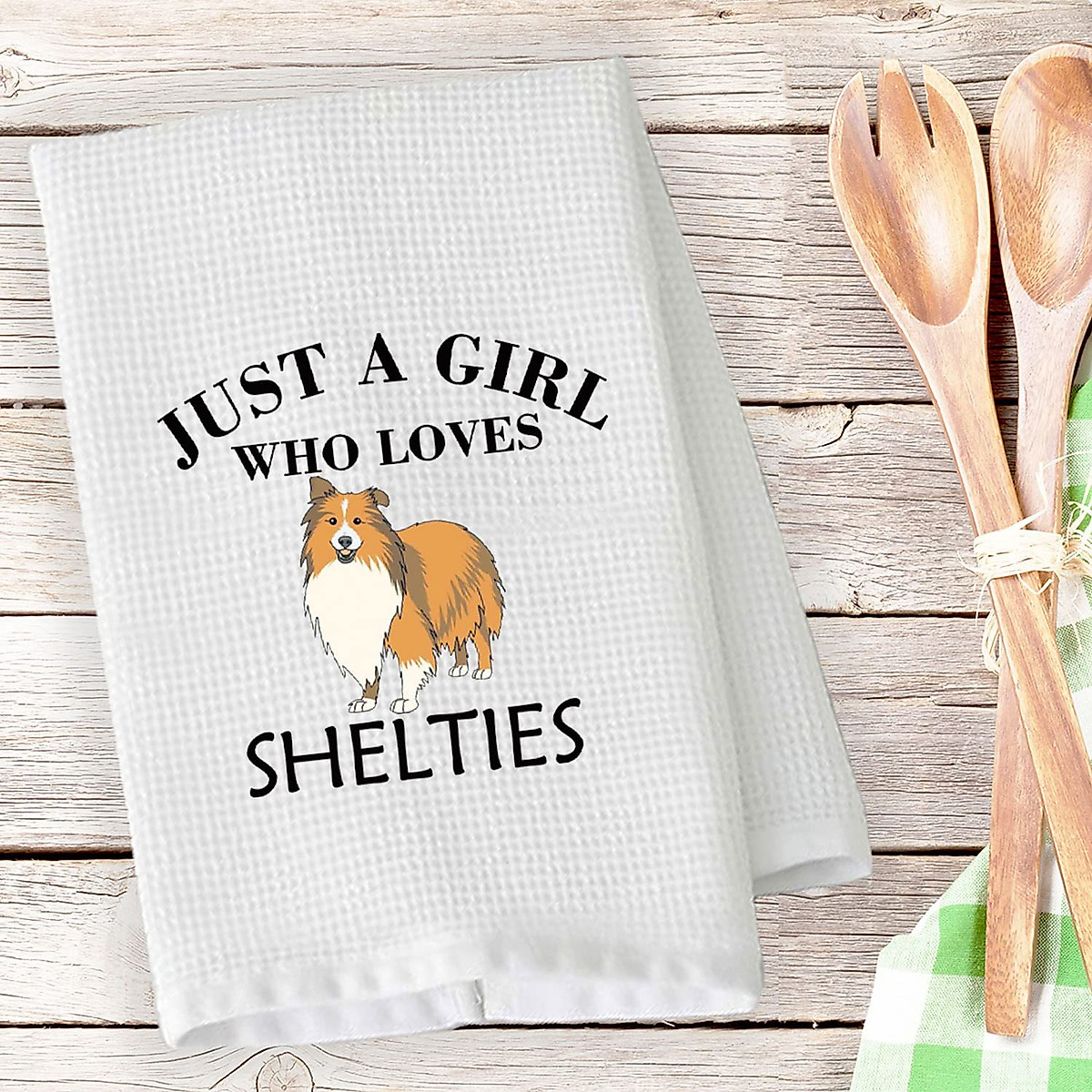 BDPWSS Sheltie Kitchen Towel Sheltie Lover Gift Sheltie Mom Gift Just A Girl Who Loves Shelties Dish Towel for Sheltie Owner (Girl Love Shelties TW)