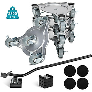4 Pack Furniture Movers, Mover Dolly with 4 Wheels, 360° Rotation Wheels Furniture Dolly, Steel Tripod Structure, 3 Wheels Have Brakes for Better Control of Movement, 2800 Lbs Load Capacity