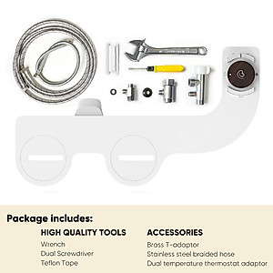 Boss Bidet Revolution Plus (Warm Water). Bidet Attachment for toilet. Luxury design, Bidet sprayer for toilet, non electric, dual nozzle, feminine wash, self cleaning. Italian Oak Wood.