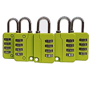ZPLIUST - 4 Digit Combinations Padlock The Safe Cipher Lock, for Gym Outdoor & School Employee Locker, Toolbox, Fence, Hasp Cabinet, Resettable Combo Locks (Green 5 Pack)