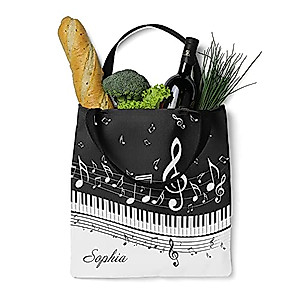 Eiis Personalized Tote Bag Abstract Piano Music Canvas Shopping Travel Resusable Shoulder Tote Bag Handbag, One Size