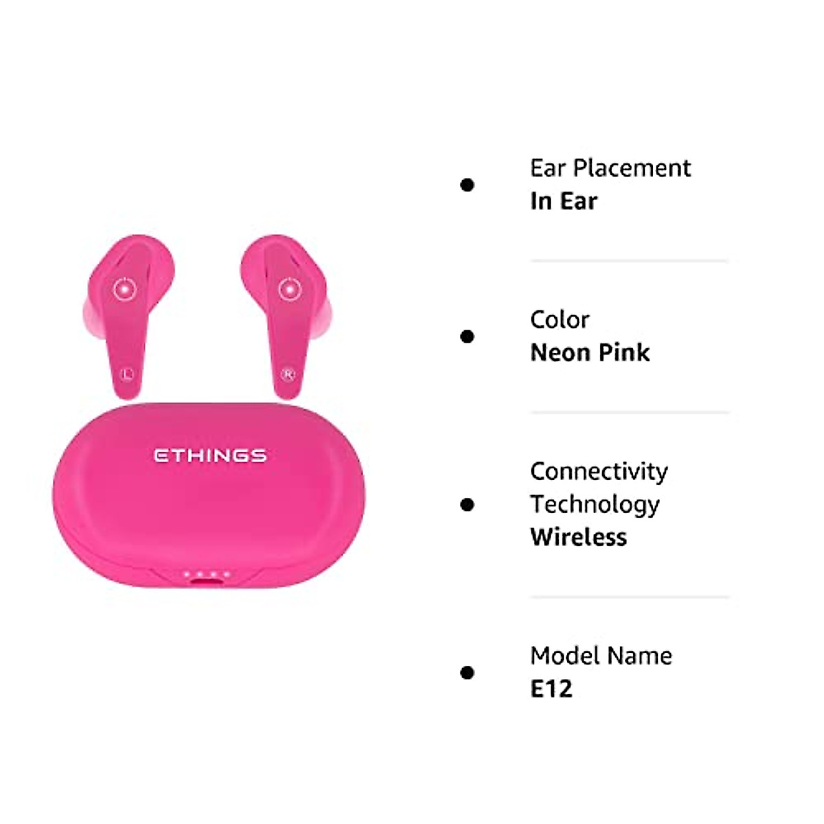 eThings Heavy Duty Premium Sound Noise Canceling Earbuds - Bluetooth 5.0 Waterproof Touch Control Wireless Headphones with Charging Case (Pink)