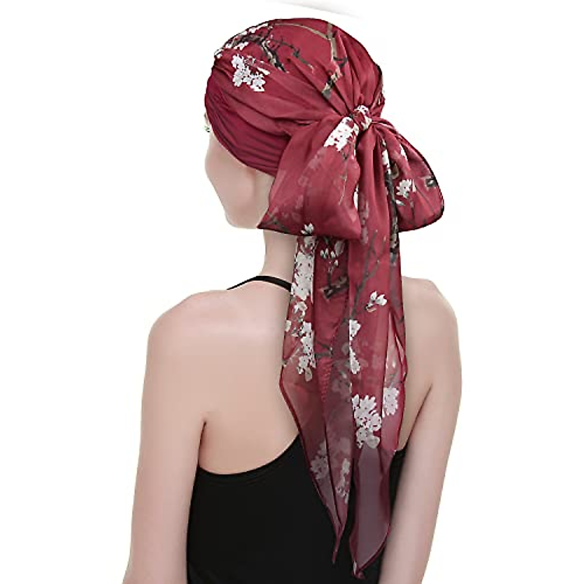 Women's Cancer Headwear Bamboo Scarf with Cap Compliments Head Wraps Chemo Turbans