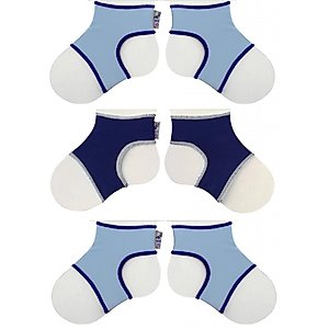 Sock Ons Clever Little Things That Keep Baby 3 Pack - Baby Blue, Navy, Baby Blue, 0-6 Months