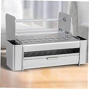 Outanaya Tool Storage Box Portable Tool Organizer Rack Desktop Tool Organizer Garage Tool Organizers Hammer Rack Tool Organizer Holder with Drawer Portable Tool Organizer Holder Silver Pe