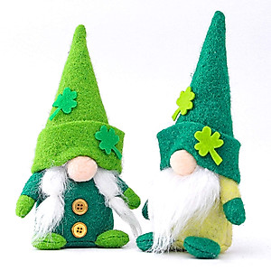 LUCKYBUNNY 2PCS Cute St Patrick's Day Gnome Doll, Handmade Tomte Swedish Nisse Toy Scandinavian Dwarf Elf Plush Dolls for Irish Holiday Party Home Decoration