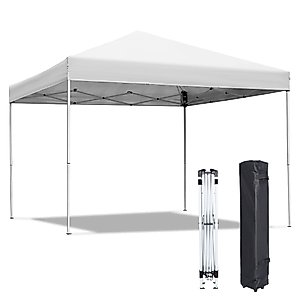 ZENY 10x10 Pop Up Canopy Tent Easy Set-up Outdoor Patio Canopy Adjustable Straight Leg Heights Instant Shelter with Wheeled Bag, Ropes