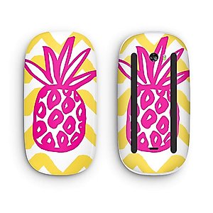 Design Skinz Pink and Yellow Pineapple Vinyl Decal Compatible with The Apple Magic Mouse 2 (Wireless, Rechargable) with Multi-Touch Surface