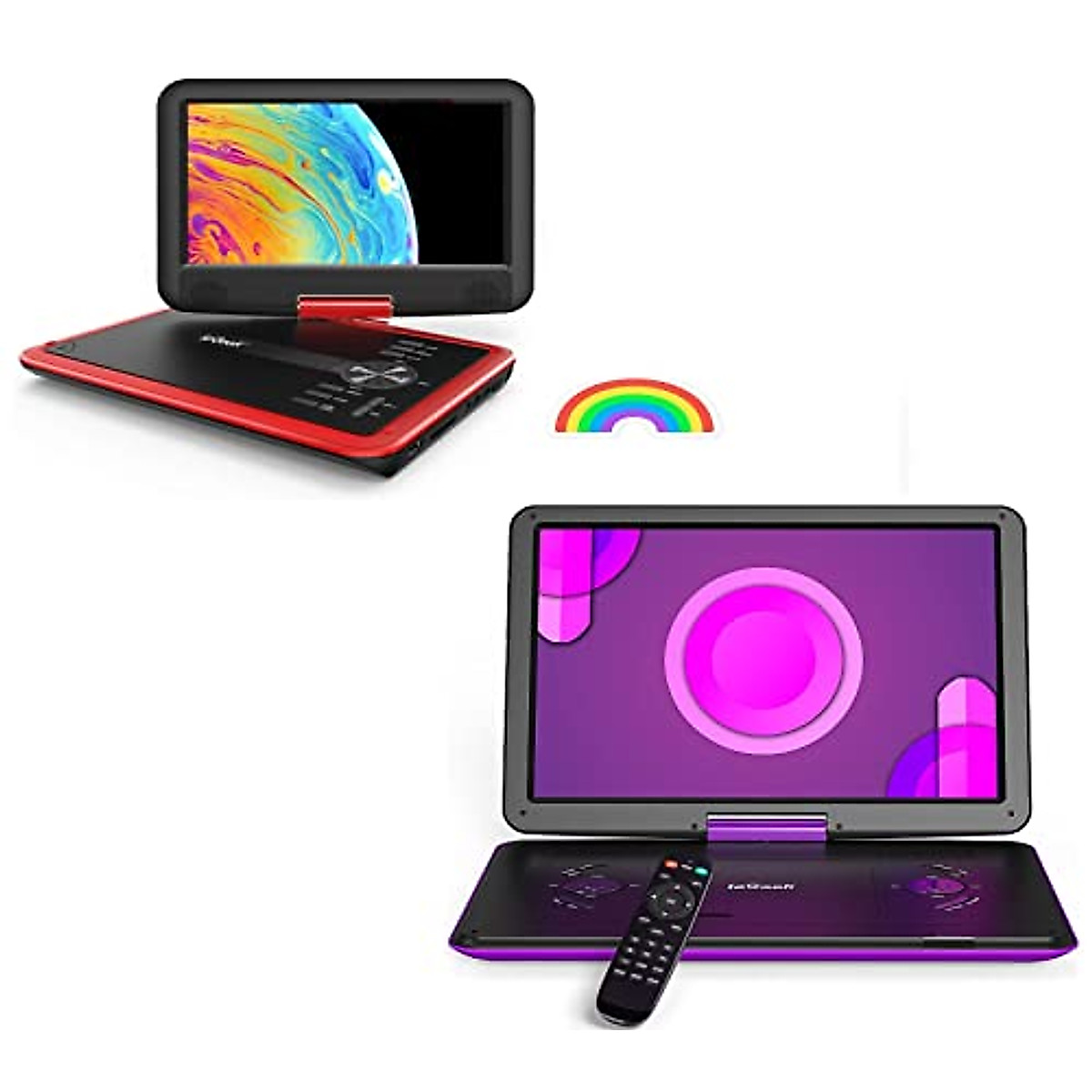 ieGeek 16.9'' Purple Portable DVD Player and 11.5'' Red Portable DVD Player