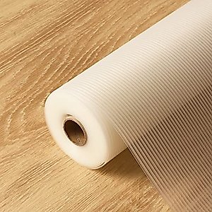 Shelf Liner for Kitchen Cabinets, 17.5 Inches x 20 FT, Non Adhesive Cabinet Liner, Double Sided Non-Slip Drawer Liner, Washable for Kitchen Cabinets, Pantry,Bathroom,Laundry Room, Clear Ribbed