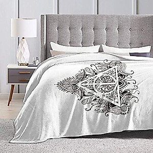 Hallows Black White Flannel Fleece Throw Blanket Super Soft and Warm Fuzzy Plush Cozy Luxury Bed Blankets 80X60 Inch