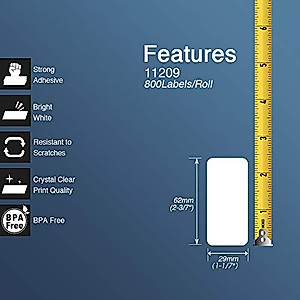 BETCKEY - Compatible with Brother DK-1209 (2-3/7" x 1-1/7", Removable) Small Address/Barcode Labels, Compatible for Brother Desktop Label Printers [1 Roll, 800 Labels, Removable]