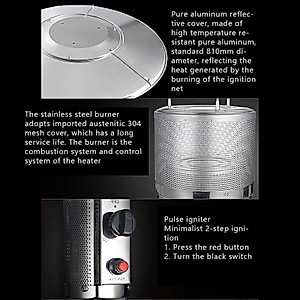 VQQ Natural Gas Patio Heater, Adjustable Height, Between (55-78in)，Includes 12-Foot-Long Natural Gas Hose，Passed CE, CSA Certification, Quality is Guaranteed (Color : Brown)